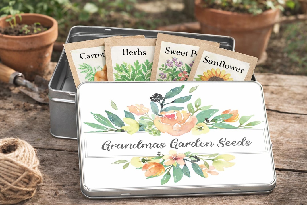 Personalised Garden Seeds Tin – Custom Floral Seed Storage Box ...