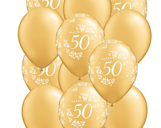 Anniversary Balloons Golden Anniversary Party Decorations Gold Chrome ...