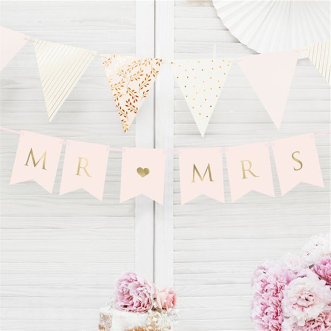 Pink Mr and Mrs Banner, Mrs and Mrs Sign, Bridal Shower Banner ...
