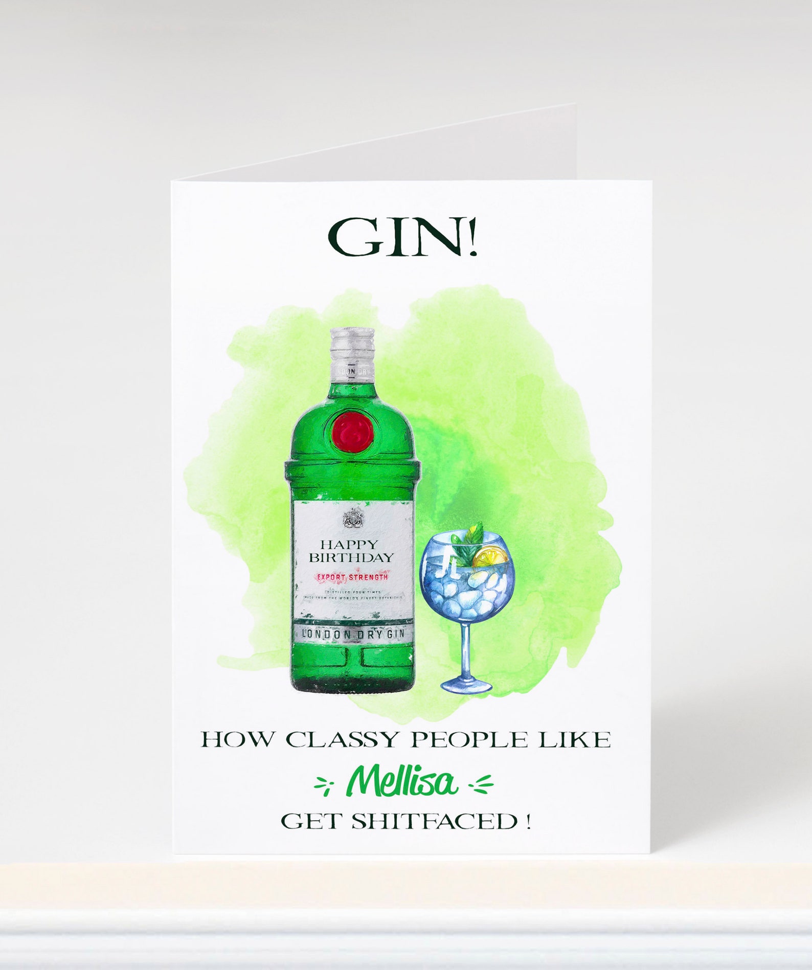 Funny Custom Birthday Card Gin Happy Birthday Card Best | Etsy