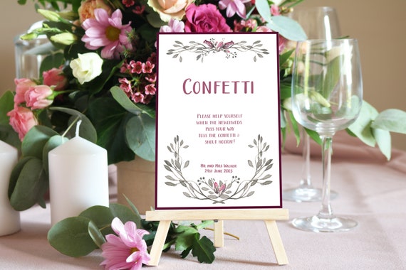 Modern Wedding Confetti Sign Wedding Signage Custom - Etsy