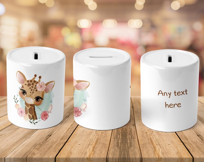 Personalised Giraffe Money Jar | Ceramic Money Box | Giraffe Money Box ...