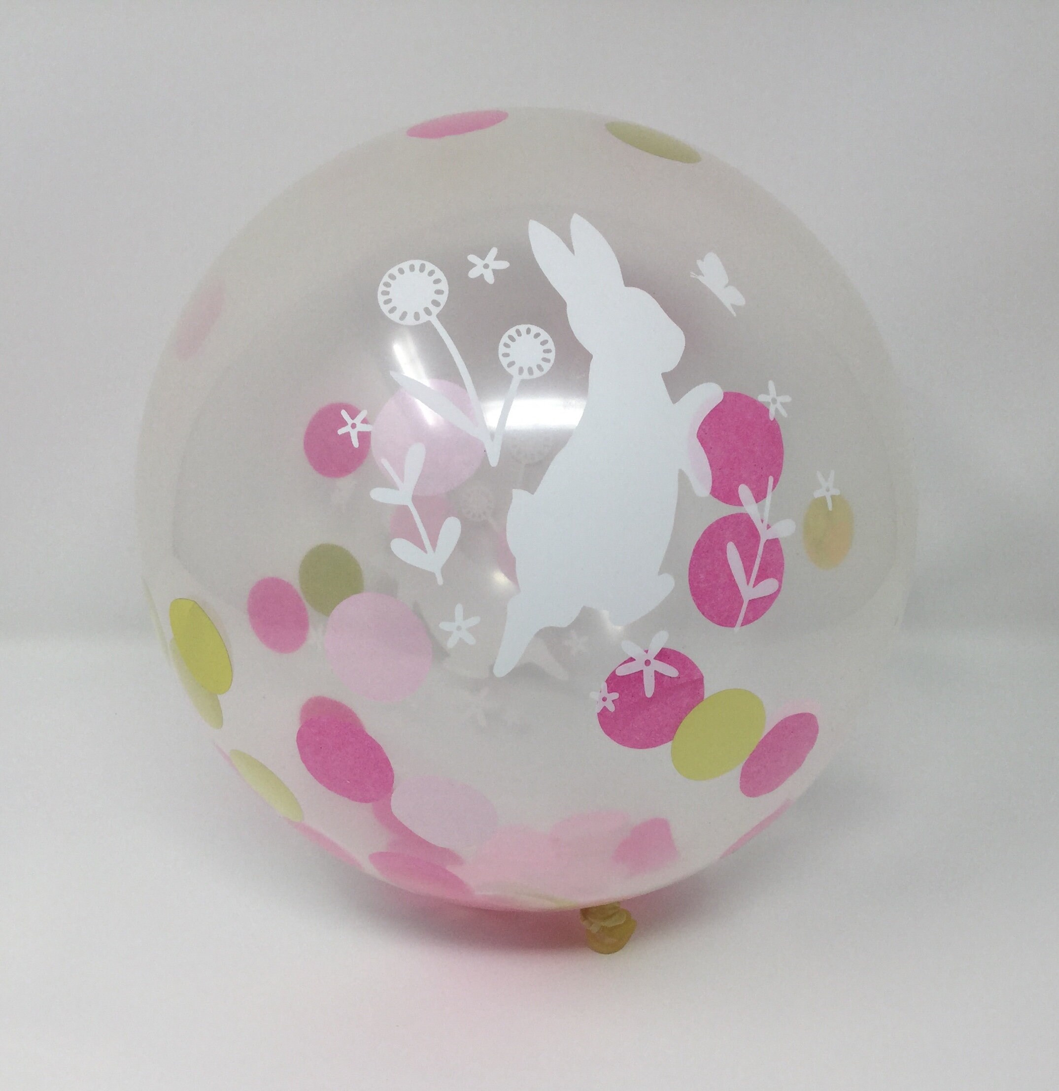 Pink Rabbit Party Balloon Clear Confetti Balloon Pink and - Etsy UK