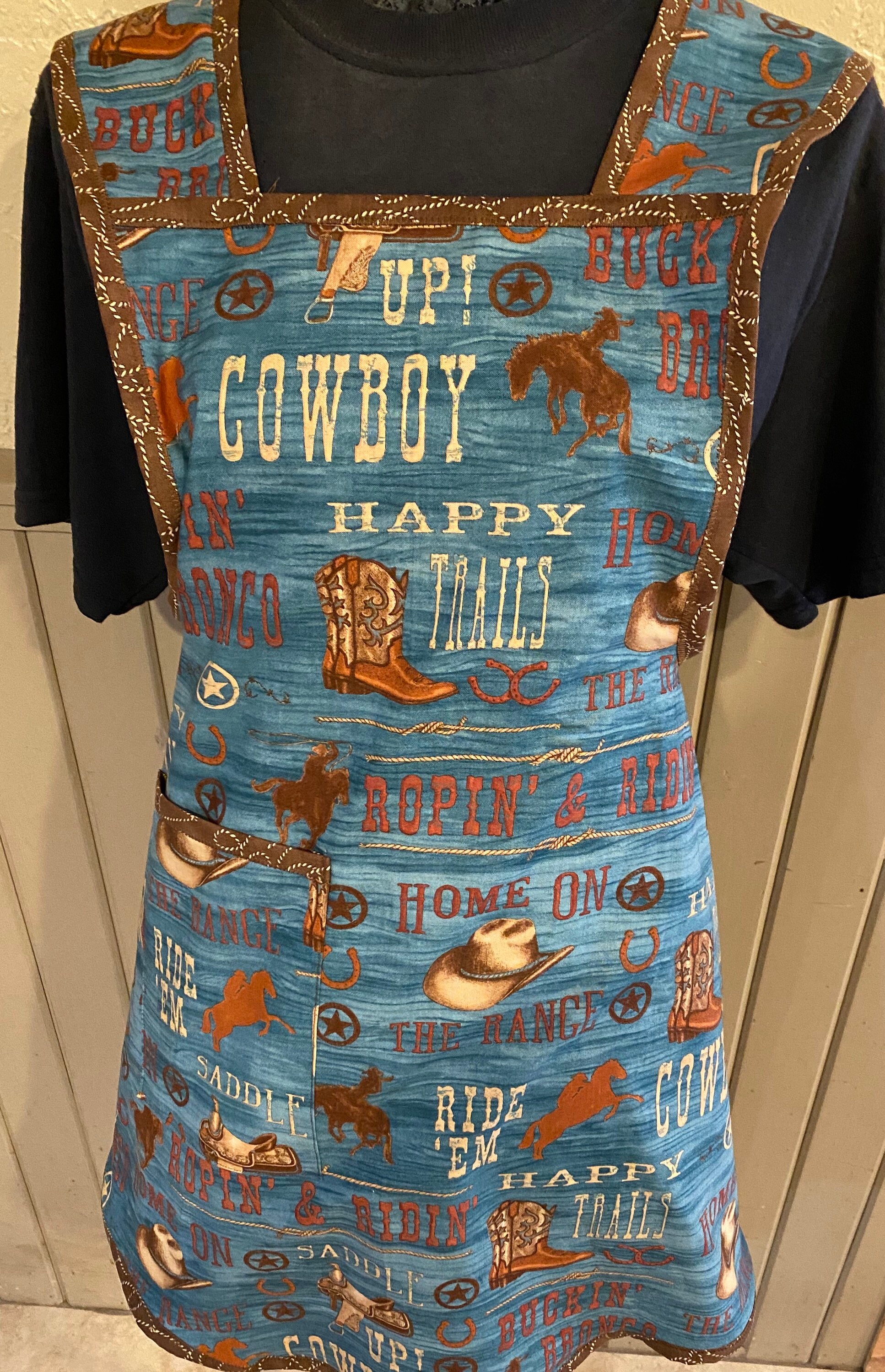 Apron With Western Theme/cowboy Theme, Saddles Cowboy Boots and Hats ...