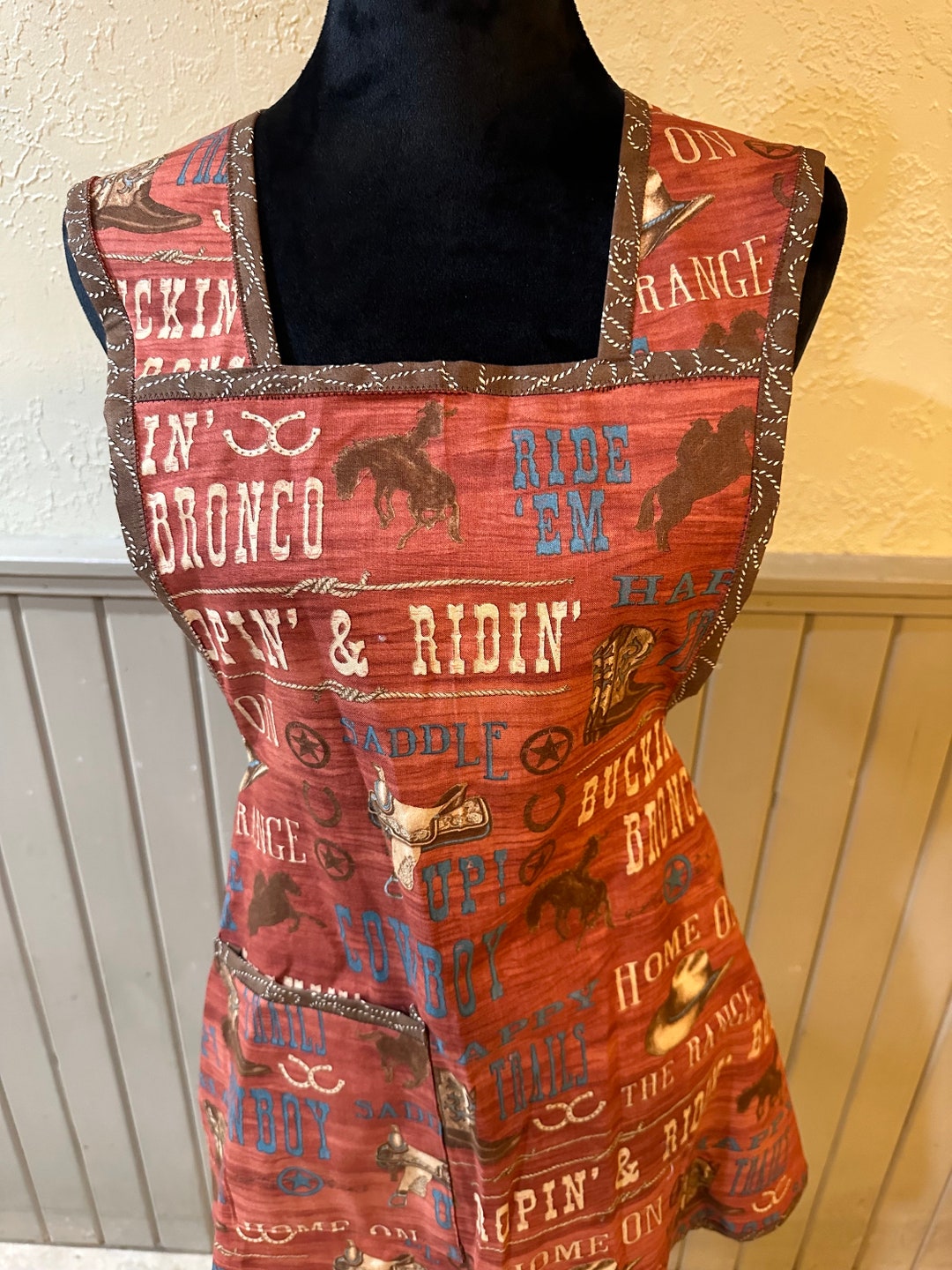 Apron With Western Theme/cowboy Theme Saddles Cowboy Boots - Etsy