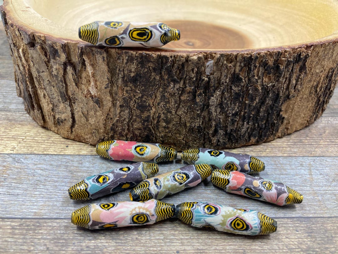 Paper Beads 1.5 Cut/shaved Effect Unique Paper Bead 8 Beads - Etsy