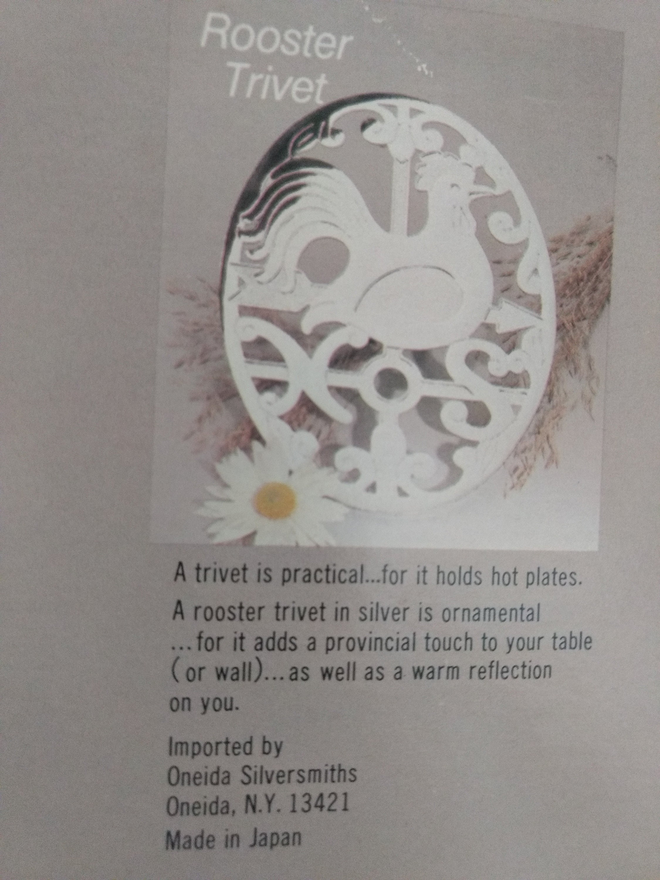 Wm.a. Rogers Oneida Silver Plated Rooster Trivet - Etsy