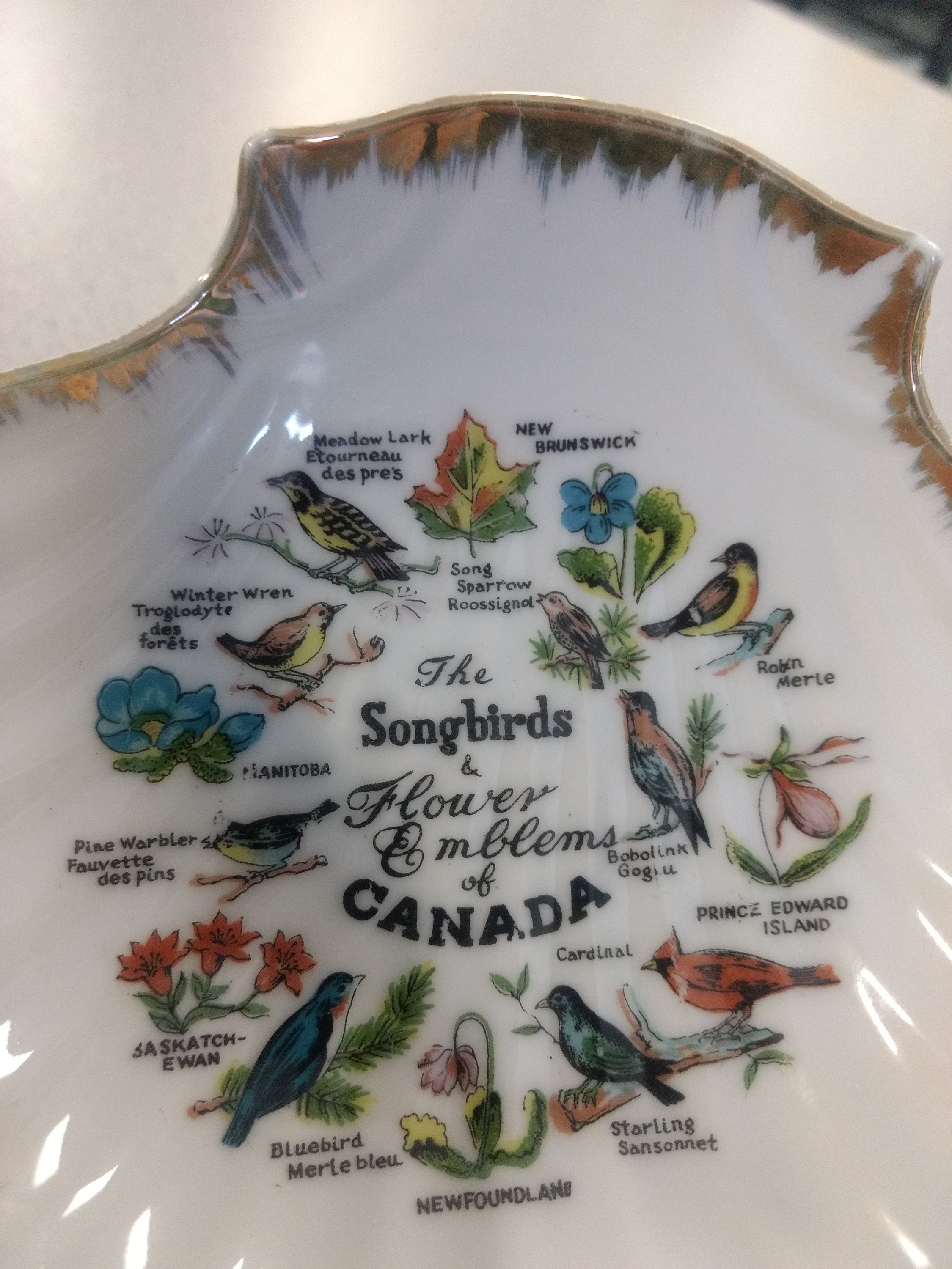Songbird & Flower Emblems of Canada Dish - Etsy