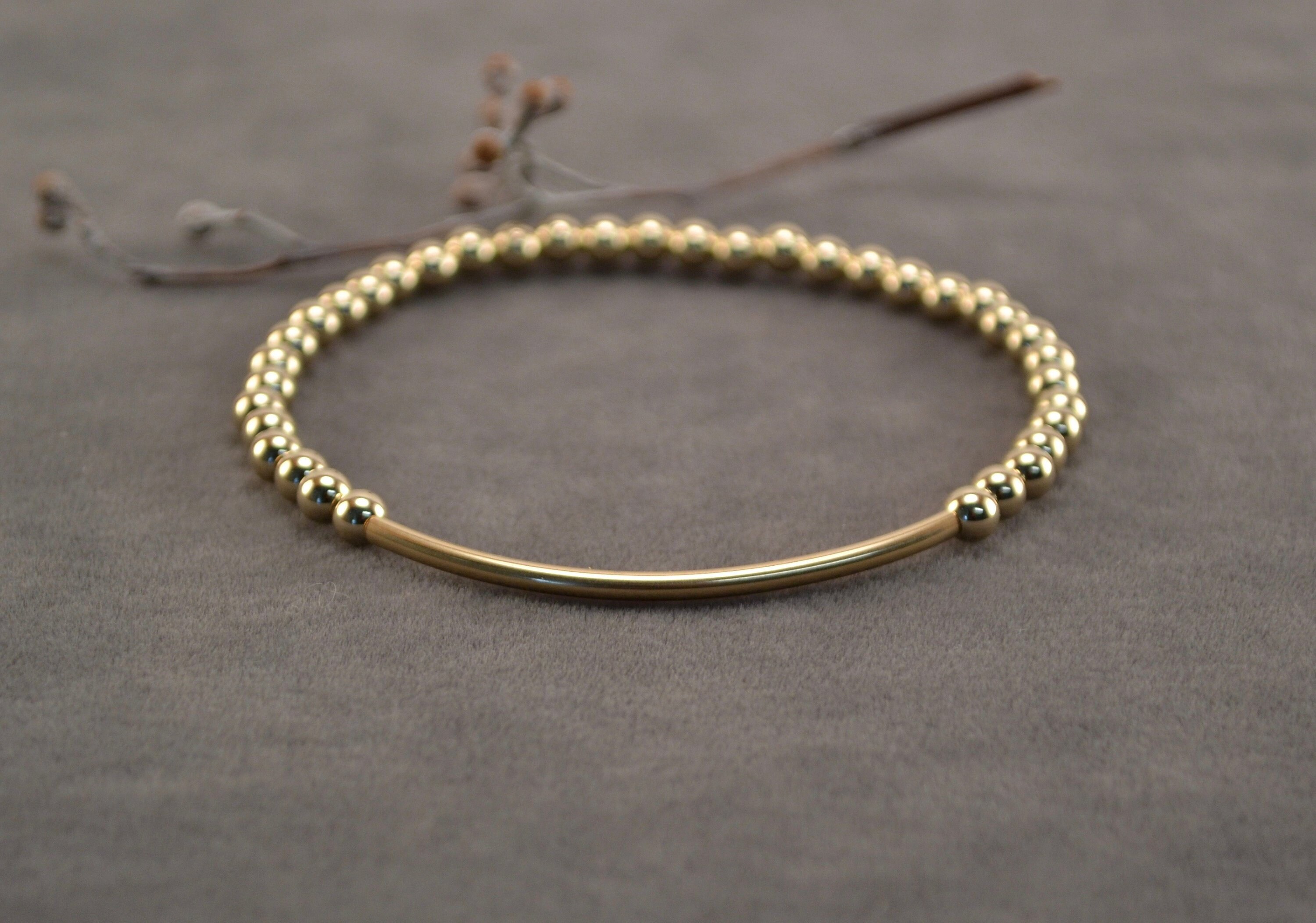 4mm Gold Stacking Bracelet Stretch Bracelet Gold Bead | Etsy