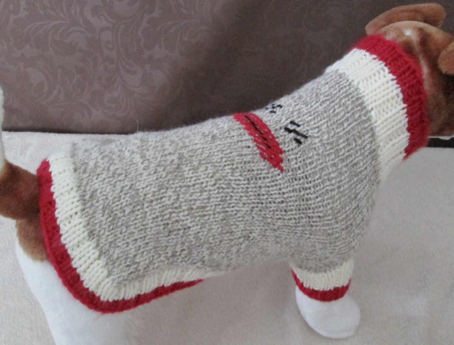 Custom Knit Dog Sock Monkey Sweater, Dog Sock Monkey Costume - SMALL ...
