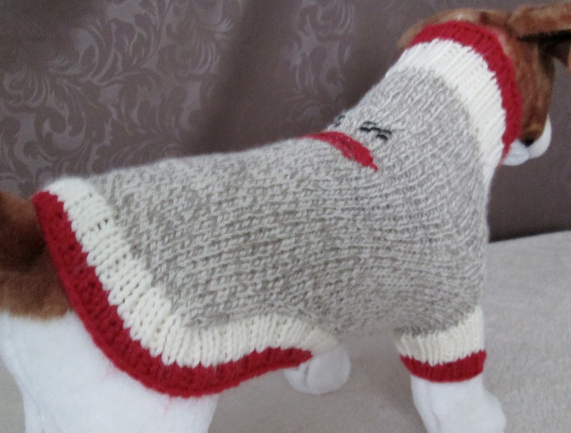 Custom Knit Dog Sock Monkey Sweater, Dog Sock Monkey Costume - SMALL ...