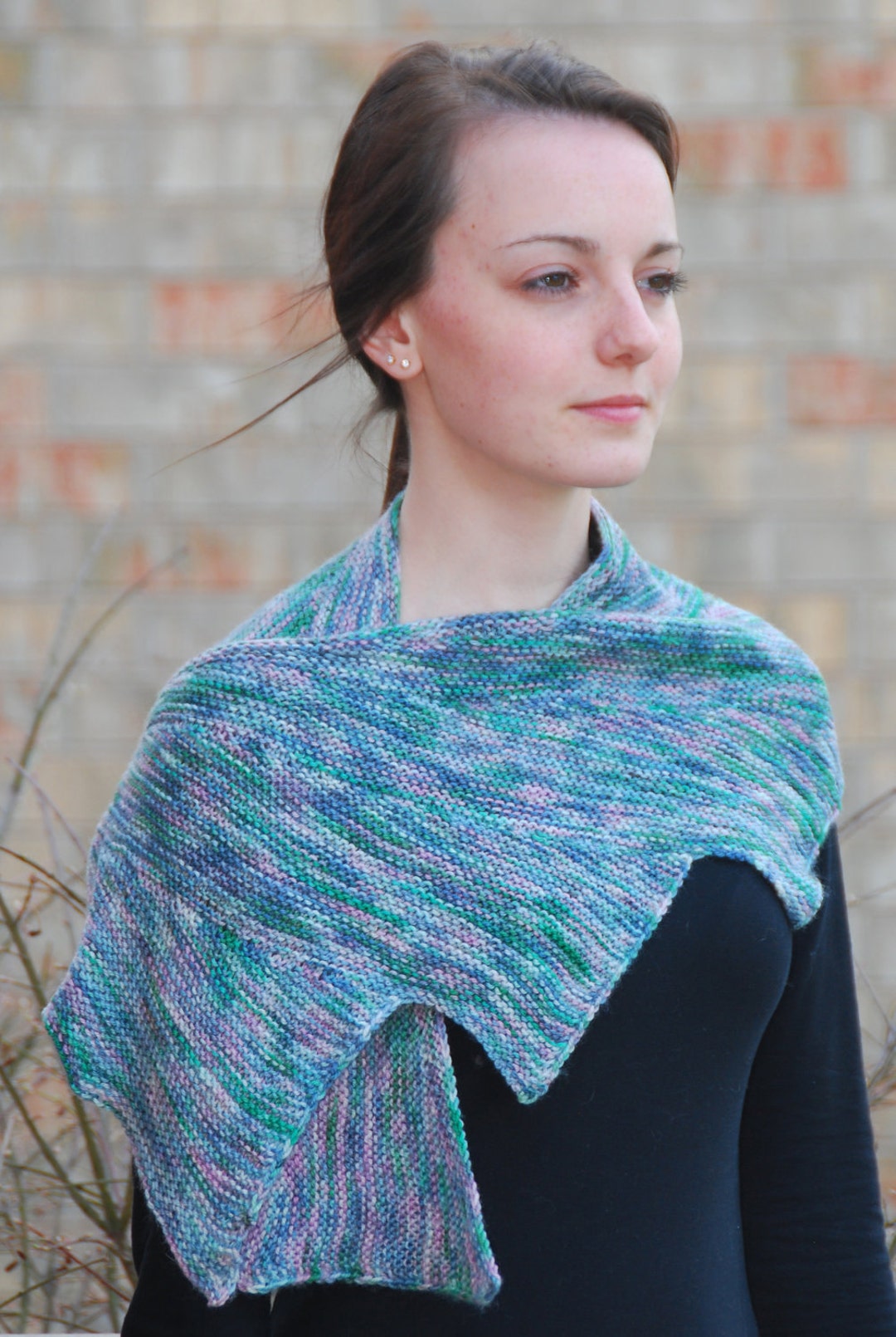 Teal Green Shawl, Teal Green/pink Shawl, Teal Green Shawlette, Teal ...
