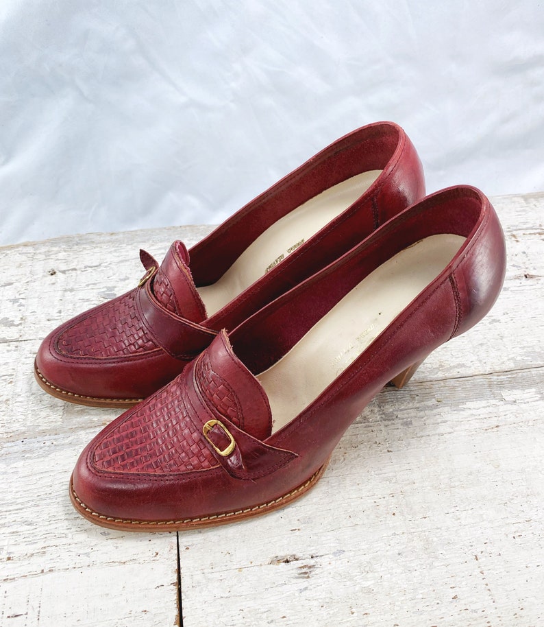 Gorgeous Vintage Italian Red Leather Heels - 7.5 - Etsy