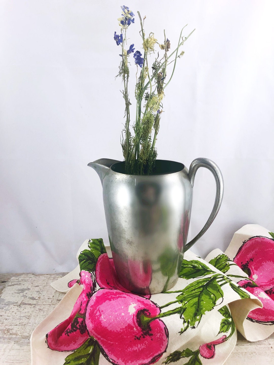Vintage Pewter Water Pitcher - Etsy