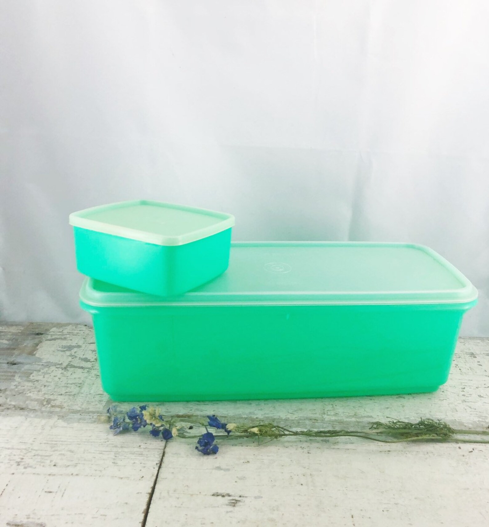 2 Pieces Vintage Green Jadeite Colored Tupperware | Etsy