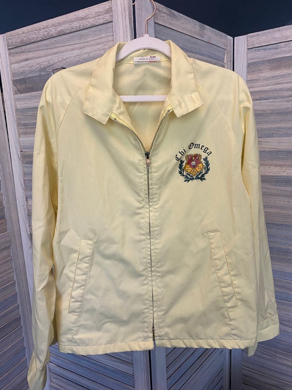 Vintage Pale Yellow 80s Chi Omega Fraternity Sorority… - Gem