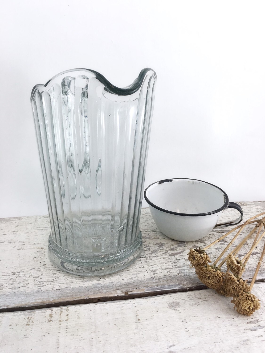 Heavy Pressed Cut Glass Vintage Milk Pitcher - Etsy