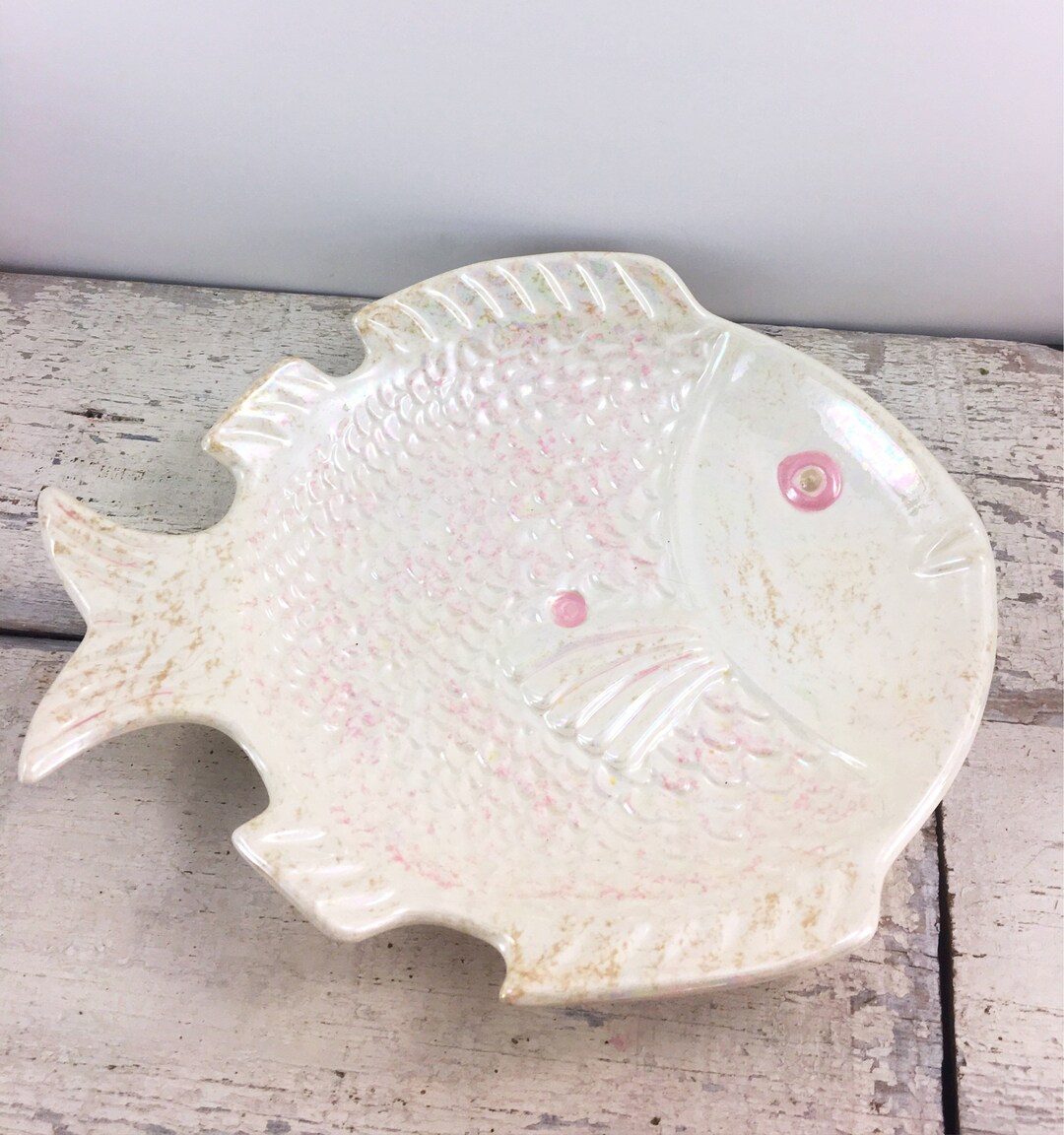 Large Ceramic Pink Fish Serving Plate - Etsy