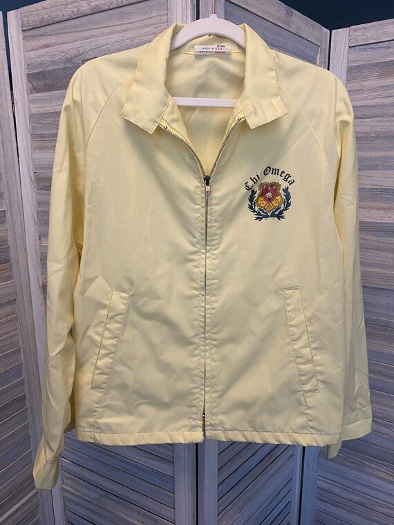 Vintage Pale Yellow 80s Chi Omega Fraternity Sorority… - Gem