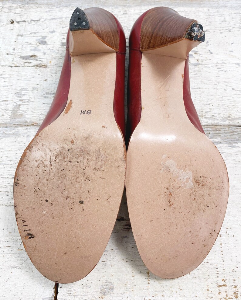 Gorgeous Vintage Italian Red Leather Heels 7.5 - Etsy