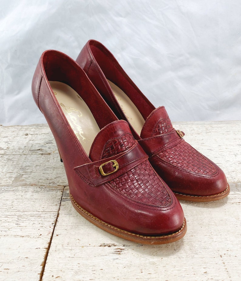 Gorgeous Vintage Italian Red Leather Heels - 7.5 - Etsy