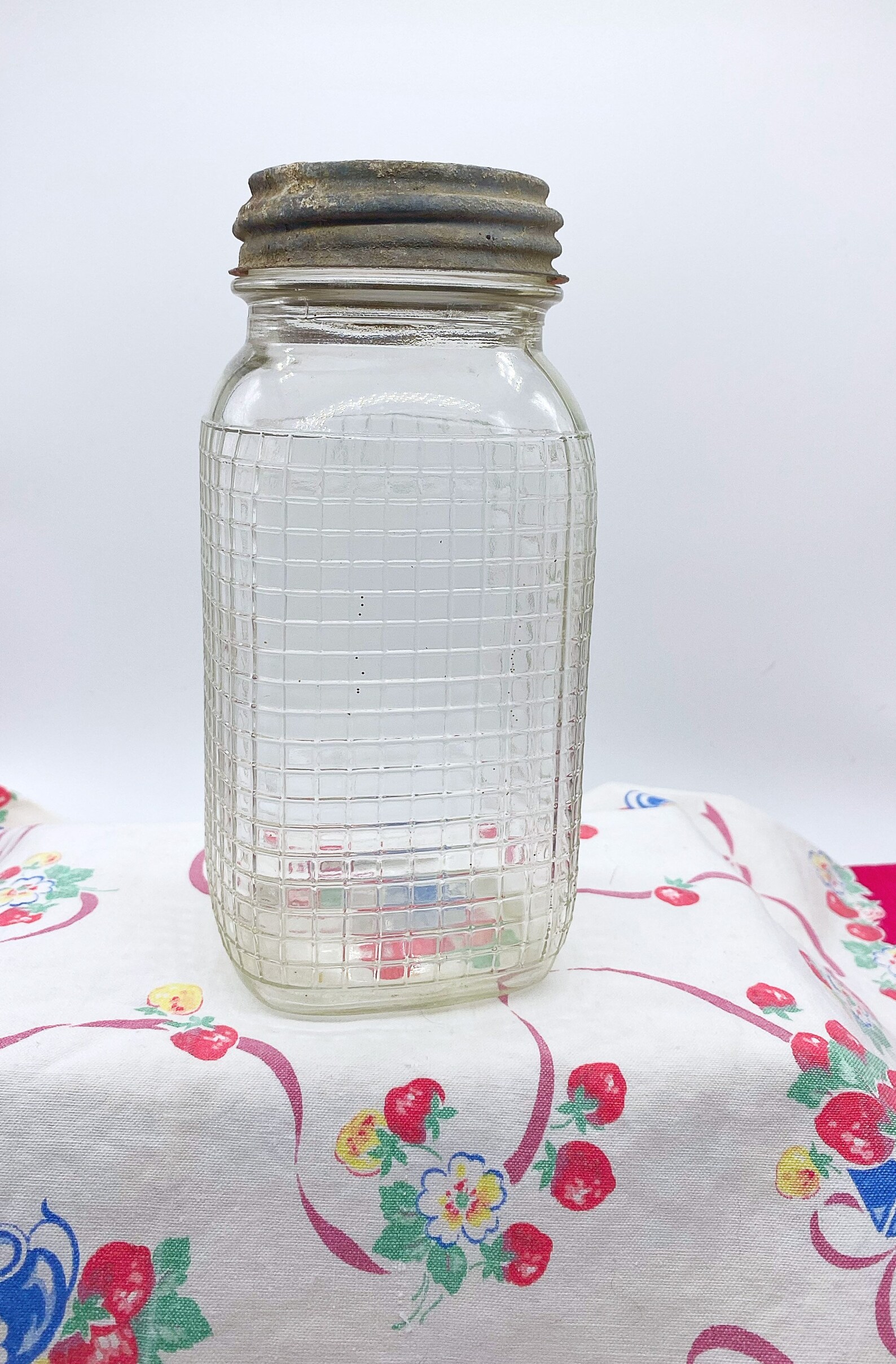 Vintage Cross Hatch Hoosier Canister Jar Zinc Lid | Etsy