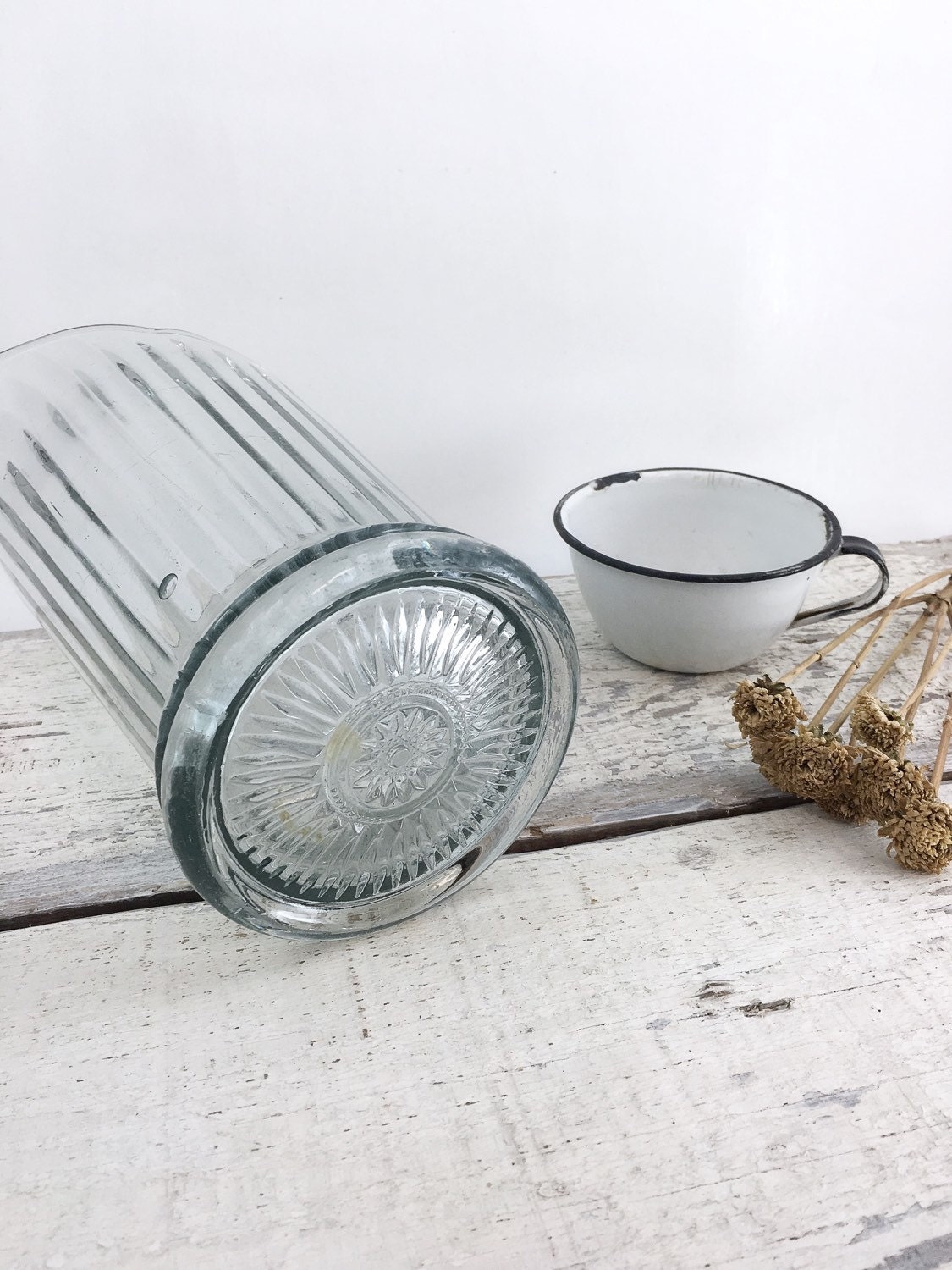 Heavy Pressed Cut Glass Vintage Milk Pitcher - Etsy