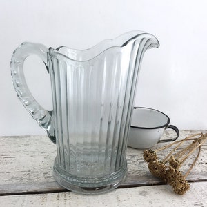 Heavy Pressed Cut Glass Vintage Milk Pitcher - Etsy