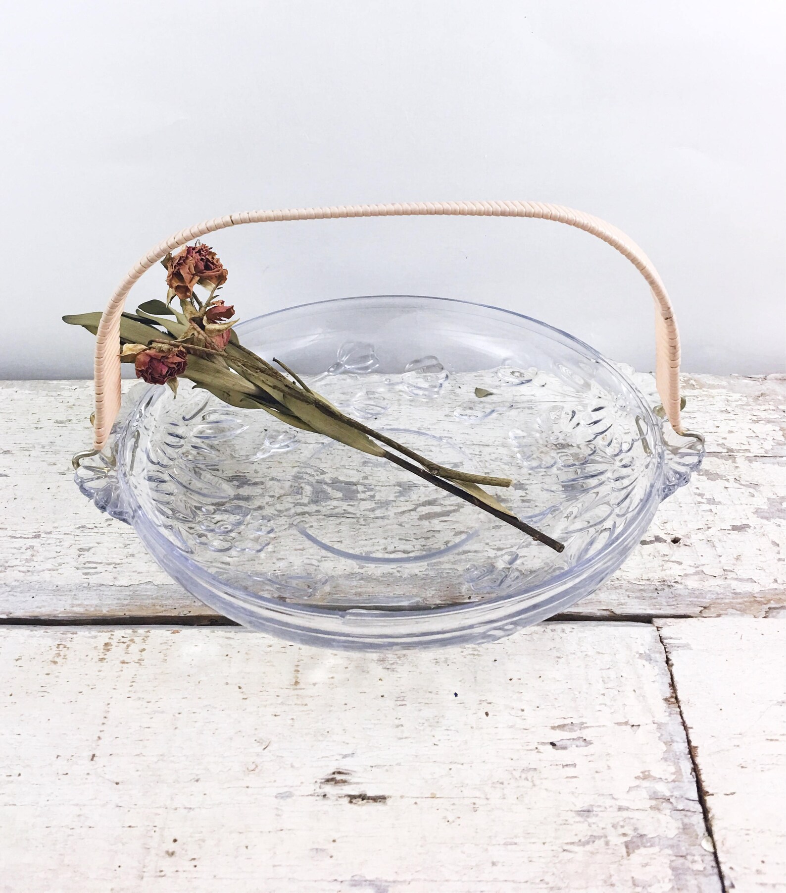 Vintage Handled Cut Glass Serving Dish | Etsy