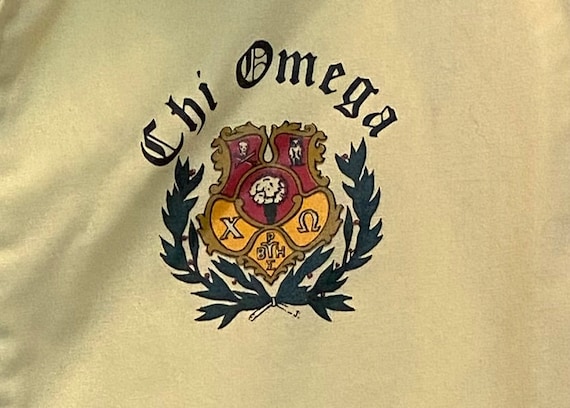 Vintage Pale Yellow 80s Chi Omega Fraternity Sorority… - Gem