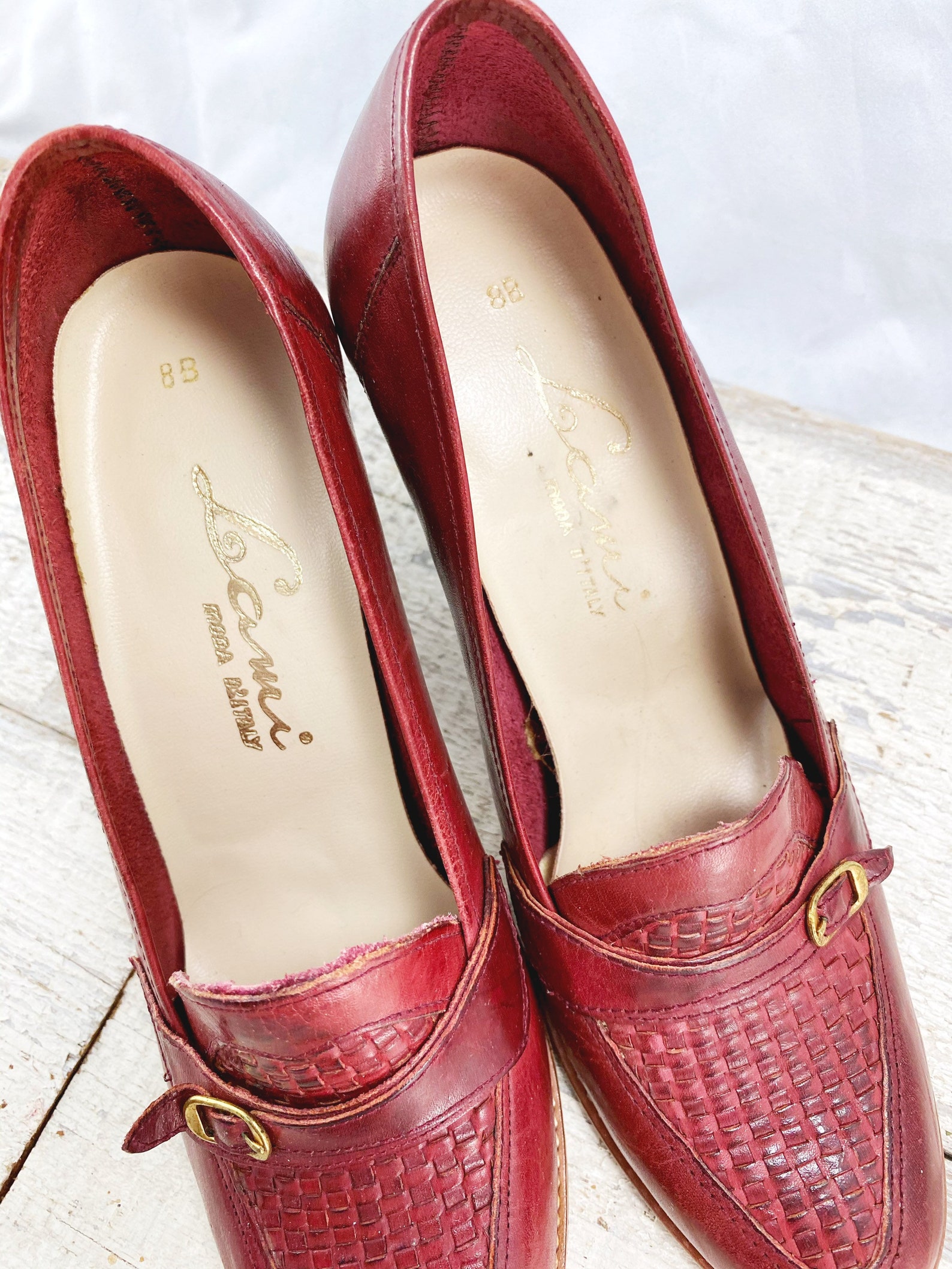 Gorgeous Vintage Italian Red Leather Heels 7.5 - Etsy