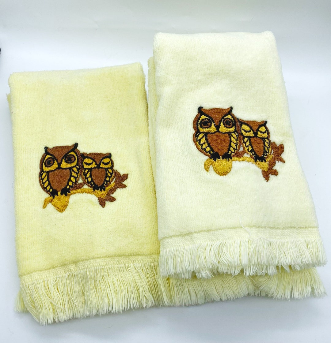 Vintage Yellow Owl Hand Towels - Sold in Sets of Two - Etsy