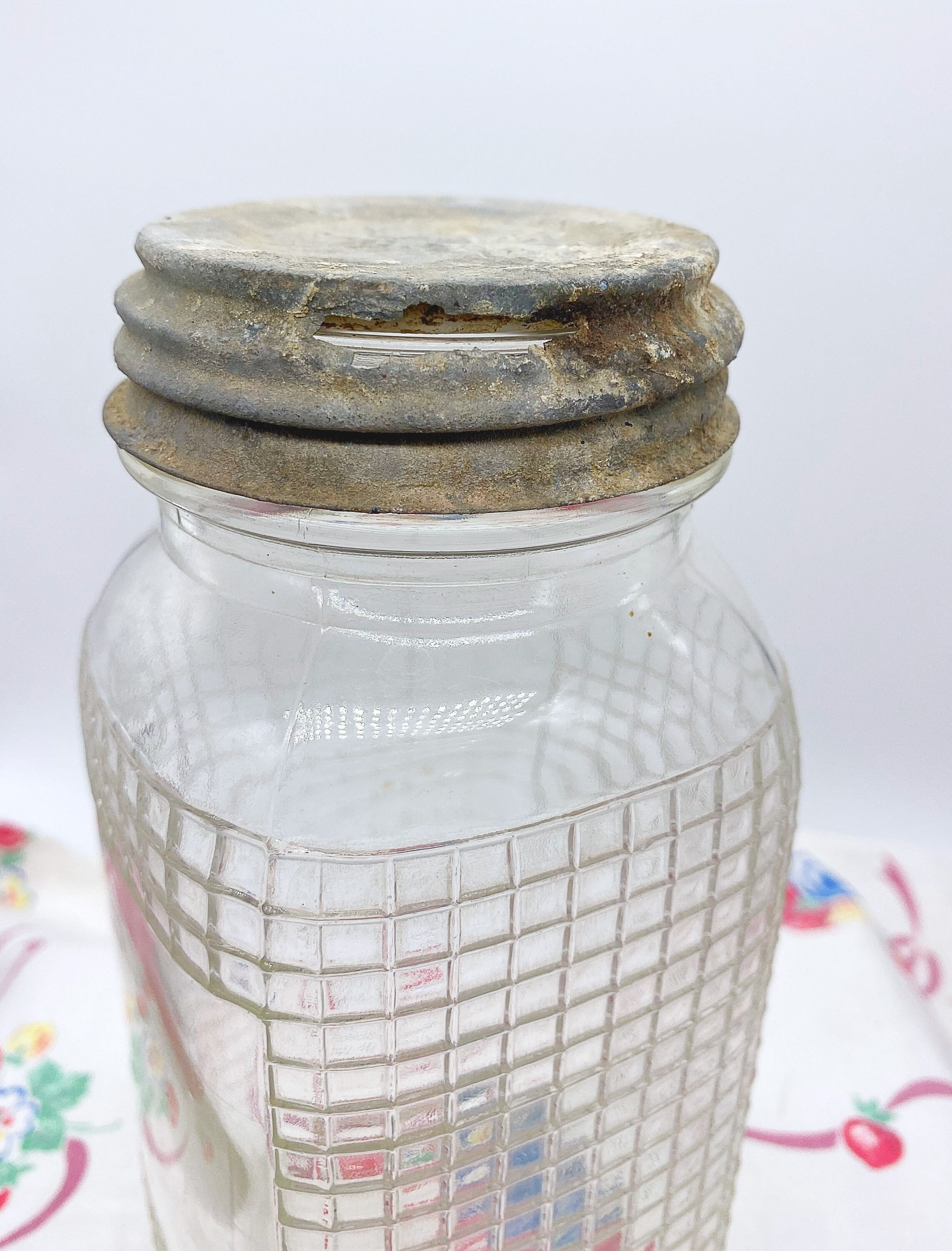 Vintage Cross Hatch Hoosier Canister Jar Zinc Lid | Etsy