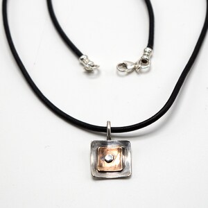 Sterling Silver Geometric Pendant Silver Square Necklace - Etsy