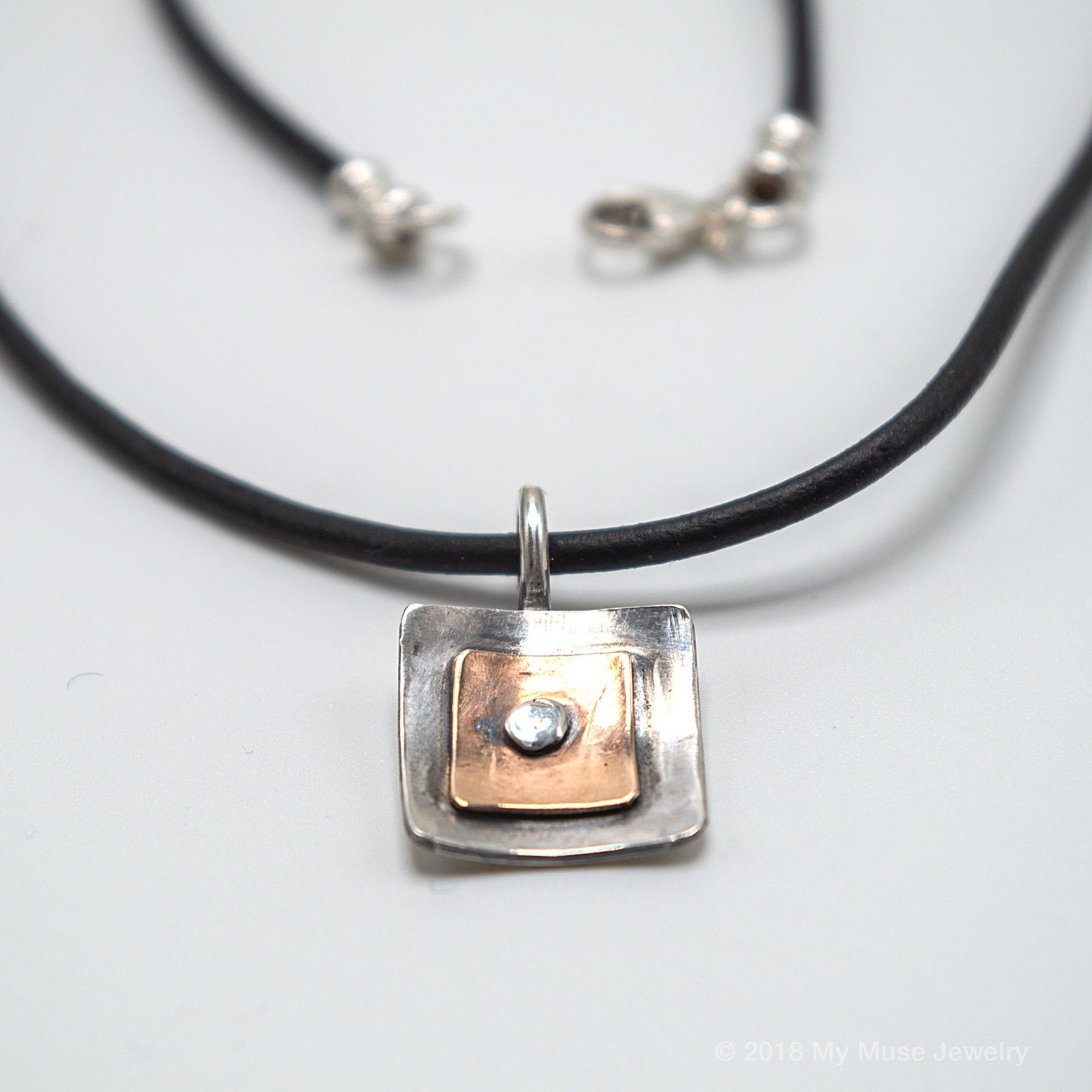Sterling Silver Geometric Pendant Silver Square Necklace - Etsy