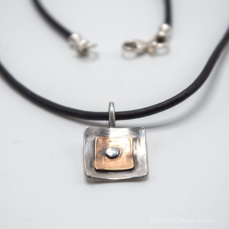 Sterling Silver Geometric Pendant Silver Square Necklace - Etsy