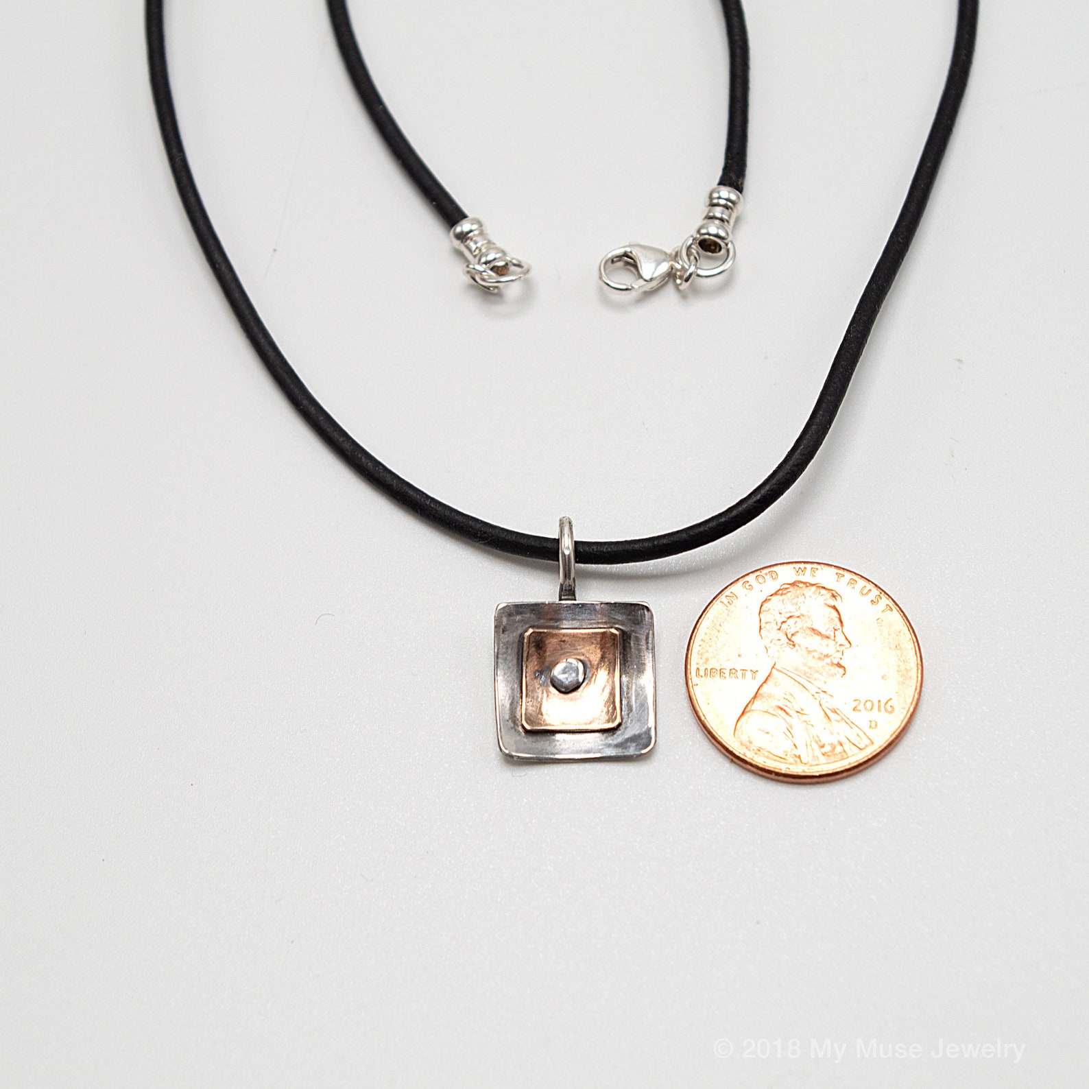 Sterling Silver Geometric Pendant Silver Square Necklace - Etsy