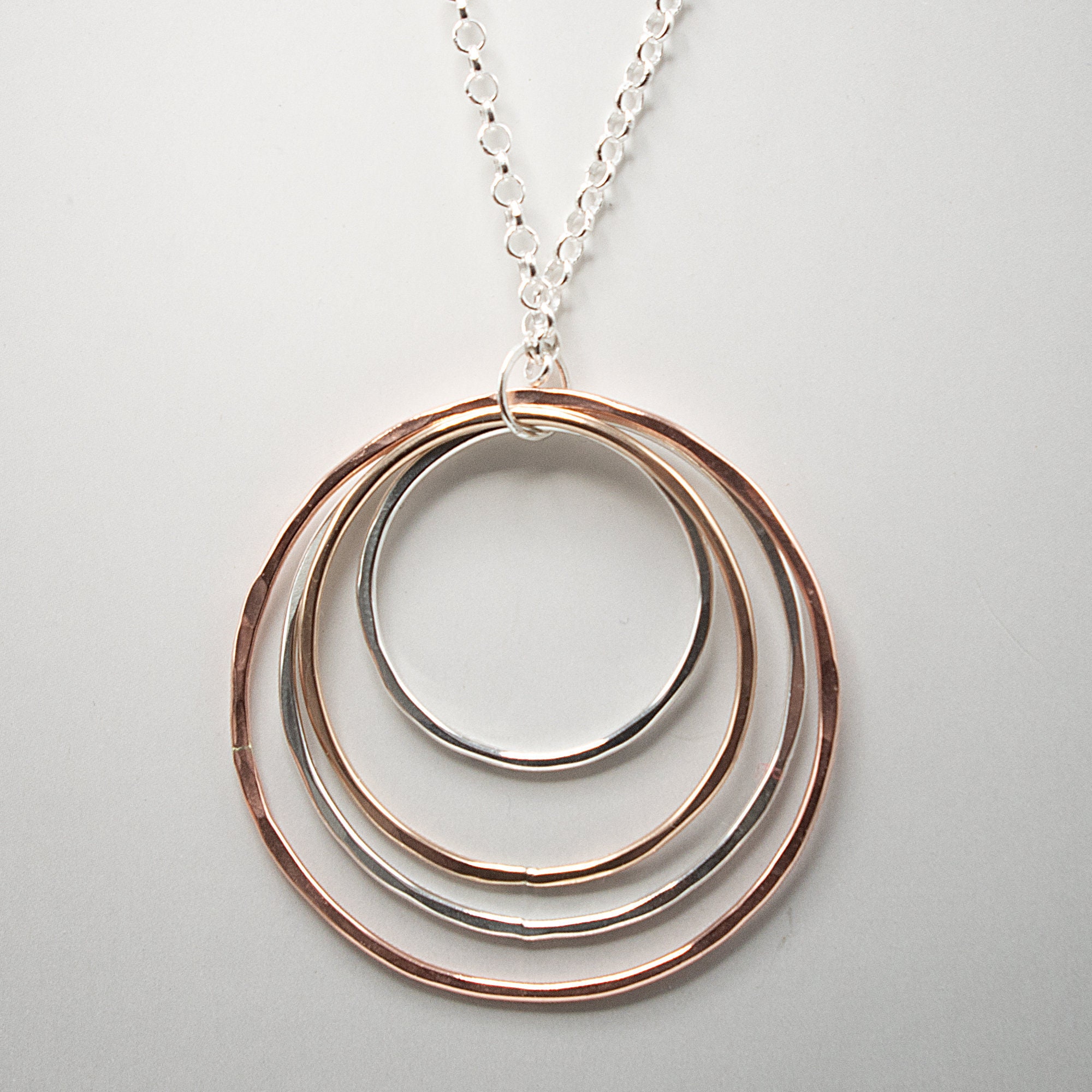 Long Statement Necklace Mixed Metal Pendant Large Pendant | Etsy