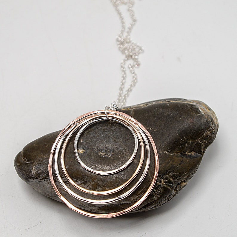 Long Statement Necklace Mixed Metal Pendant Large Pendant - Etsy