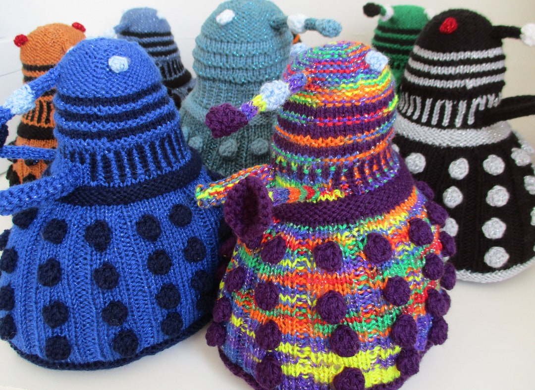 Hand Knitted Dalek in a Rainbow of Colours Ready for Dispatch - Etsy