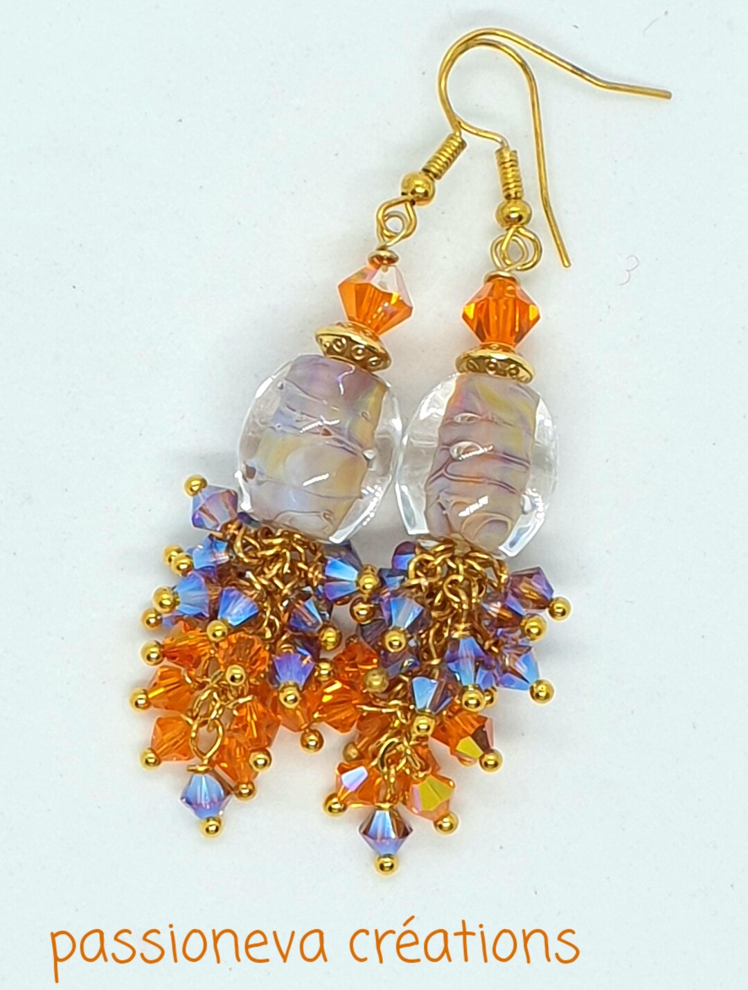 Jolies Boucles d'oreilles perles en verre filé de Murano perles ...