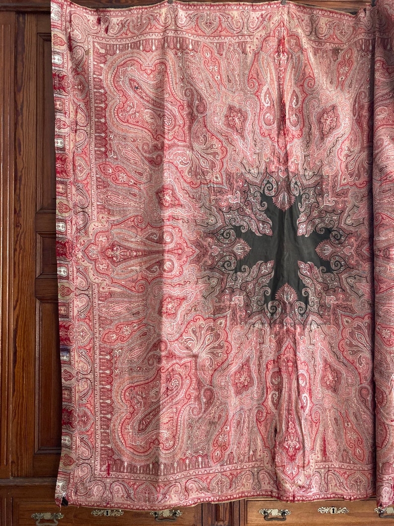 Antique Paisley Shawl Damaged Indian Fabric for Restoration Rescue ...