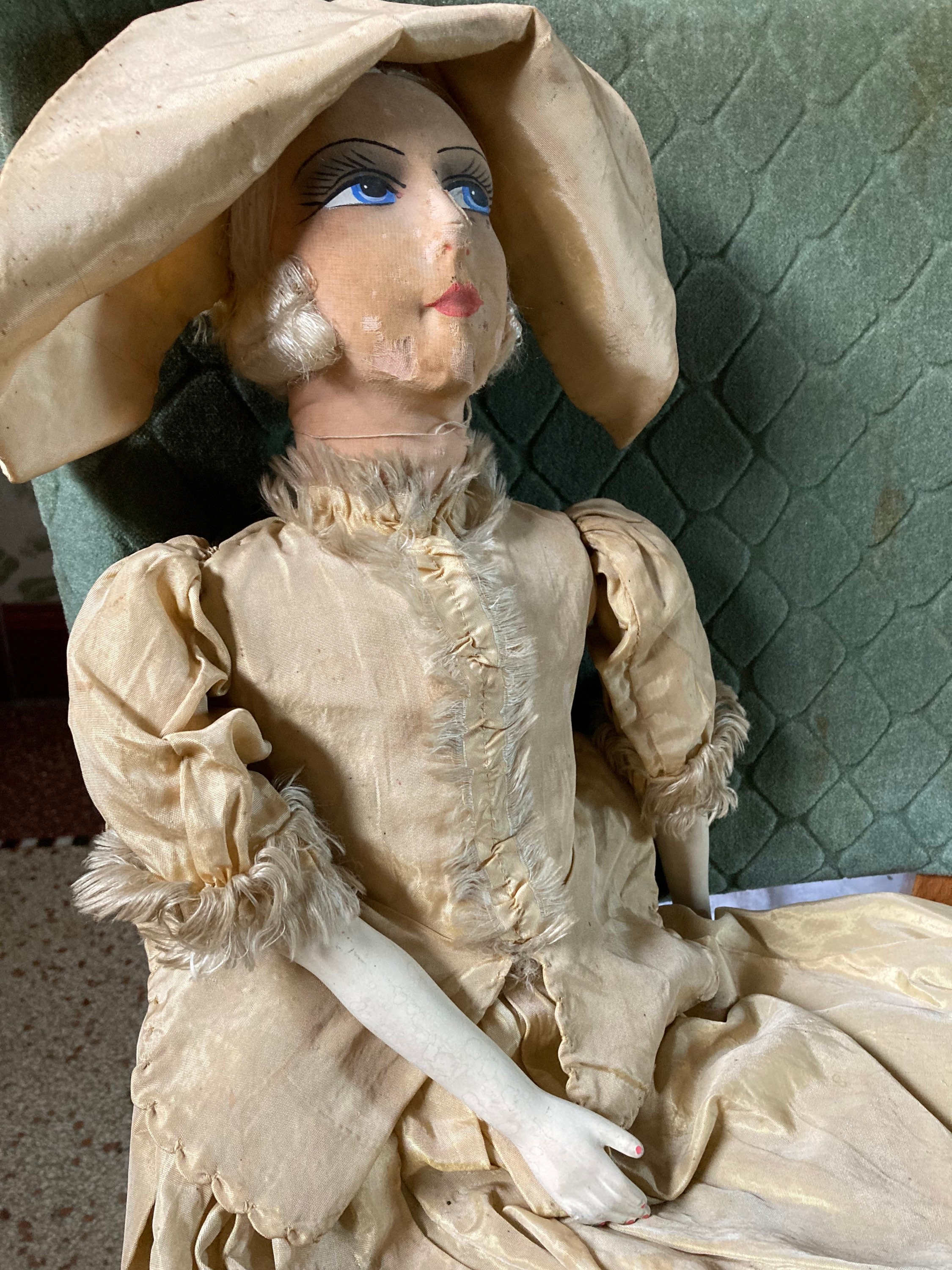 Antique French Sofa Doll Boudoir Item Shabby Chic Faded Grandeur ...