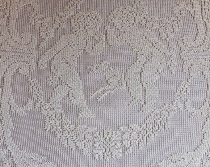 Antique French Handmade Filet Lace Scalloped Bedspread Curtain Dowry ...