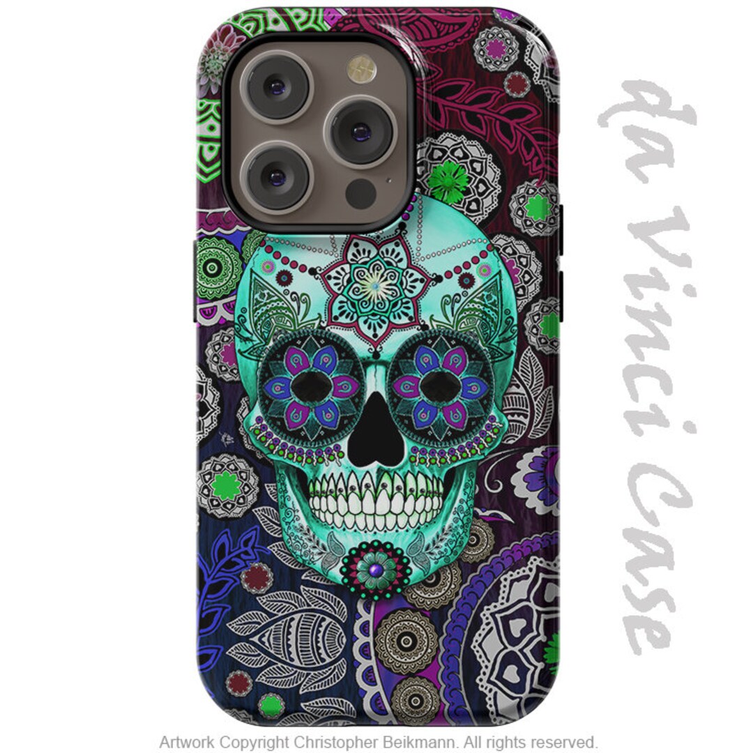 Sugar Skull Sombrero Night - Purple Day of the Dead Dual Layer Case for ...