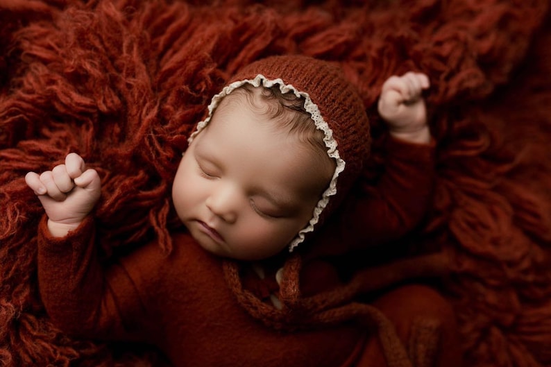 Lace Edge Bonnet or Classic Boy Bonnet and XL Knit Wrap Newborn Photo ...