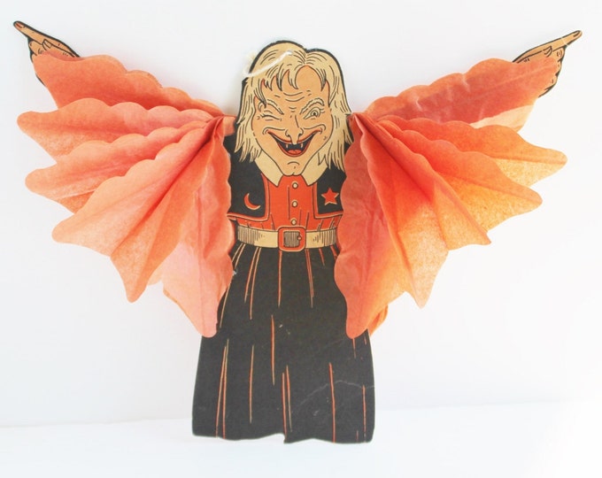 Vintage Halloween Crepe Paper Witch Die Cut / Paper Ephemera ...