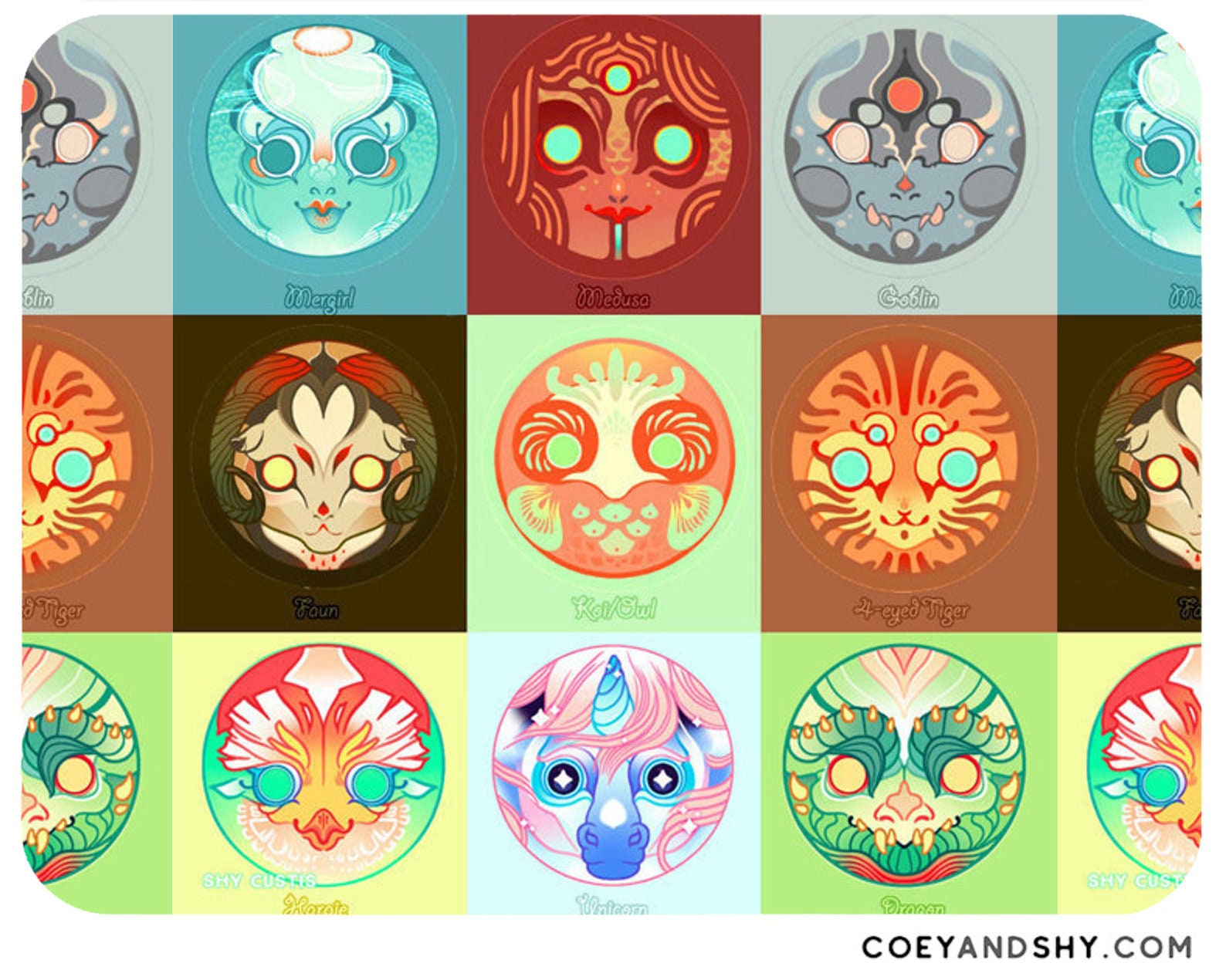 Shy: Mythical Creatures stickers - Etsy
