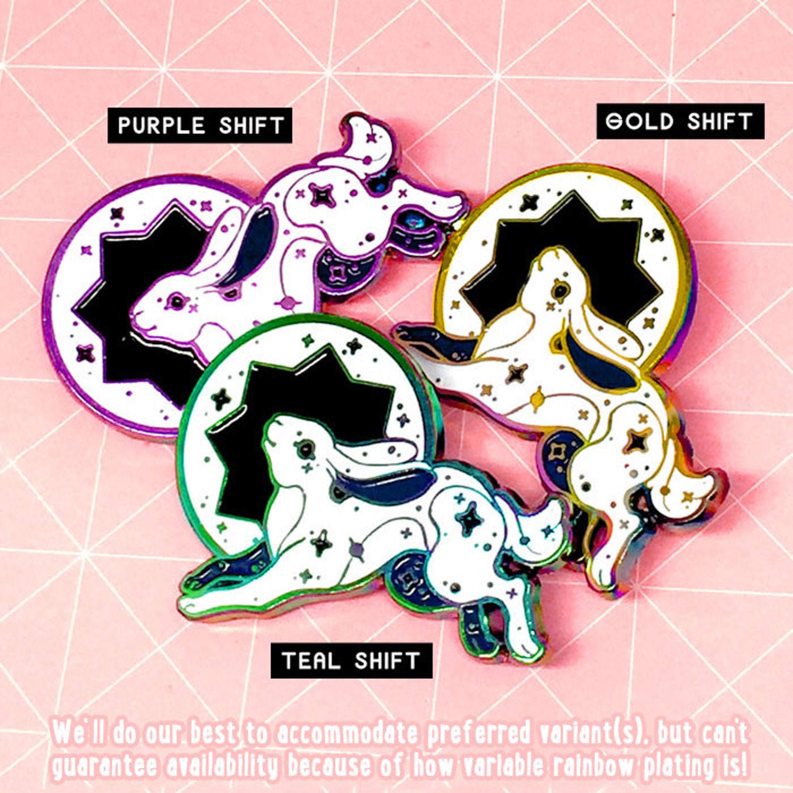 Shy: Celestial Unicorn & Rabbit (rainbow Pins) - Etsy