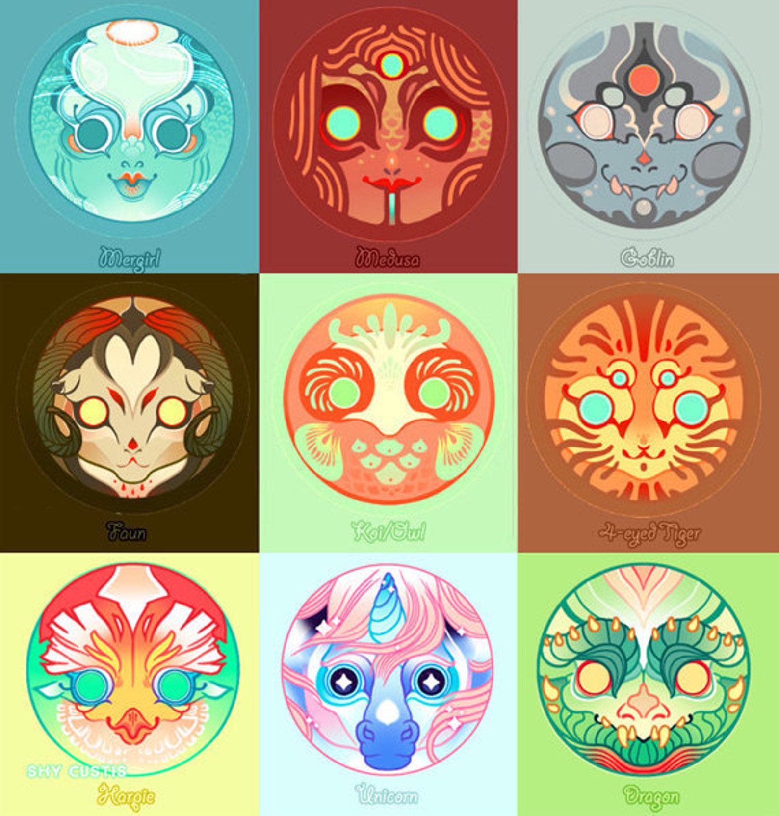 Shy: Mythical Creatures (stickers) - Etsy